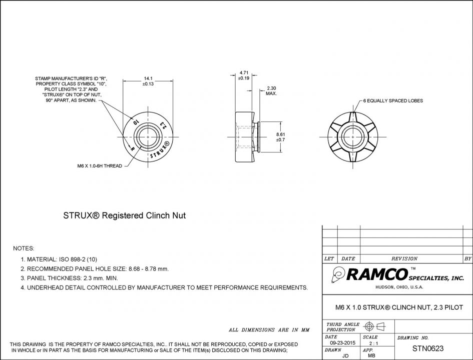 Ford Part Number W520983 - Strux Clinch Nut | Ramco